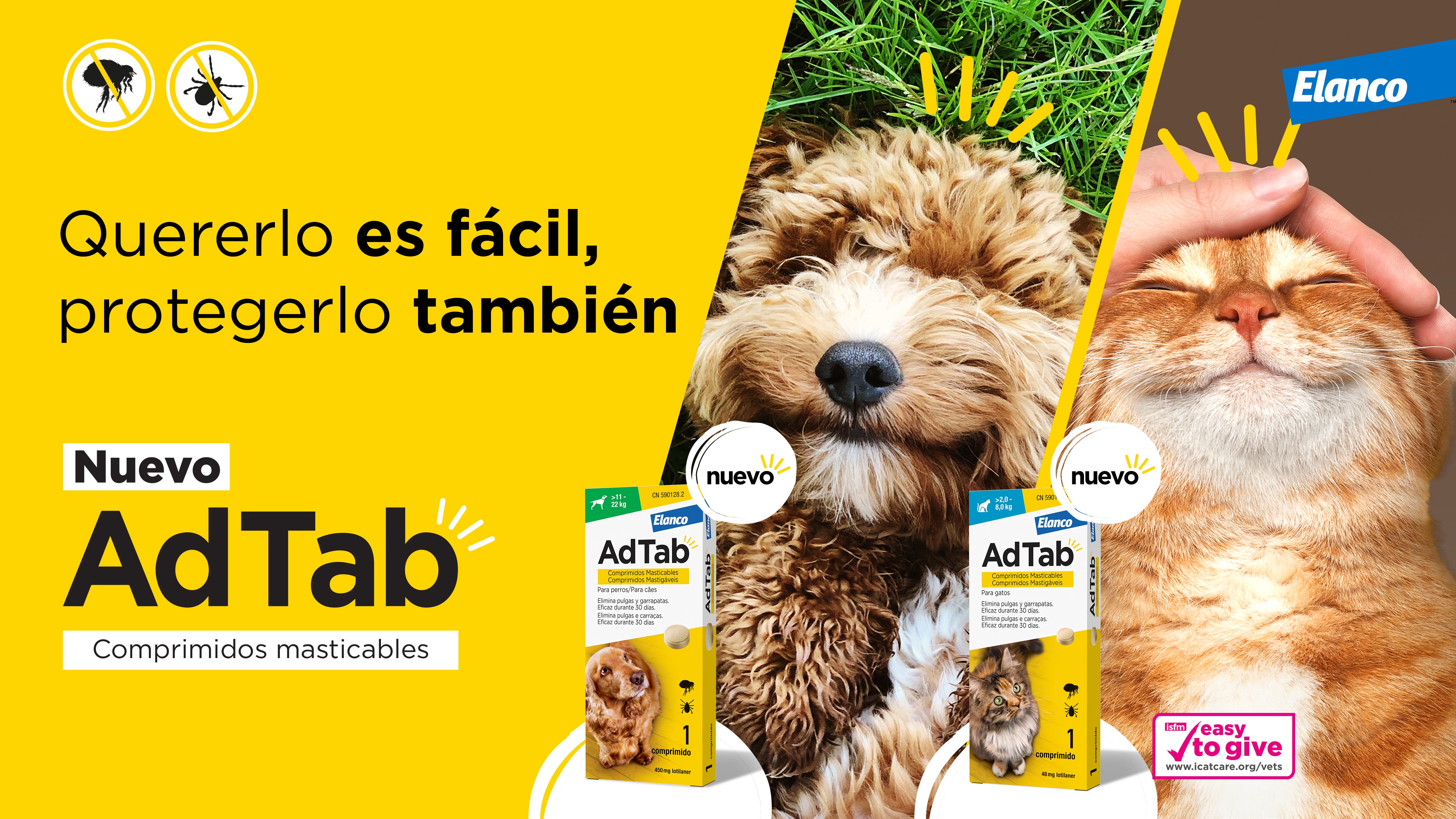 AdTab® comprimido masticable antiparasitario para perros y gatos